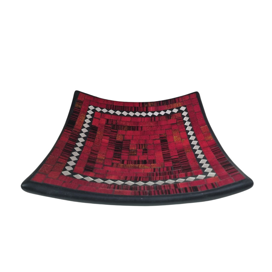 Classic Red Mosaic Square Bowls - Azure Decor