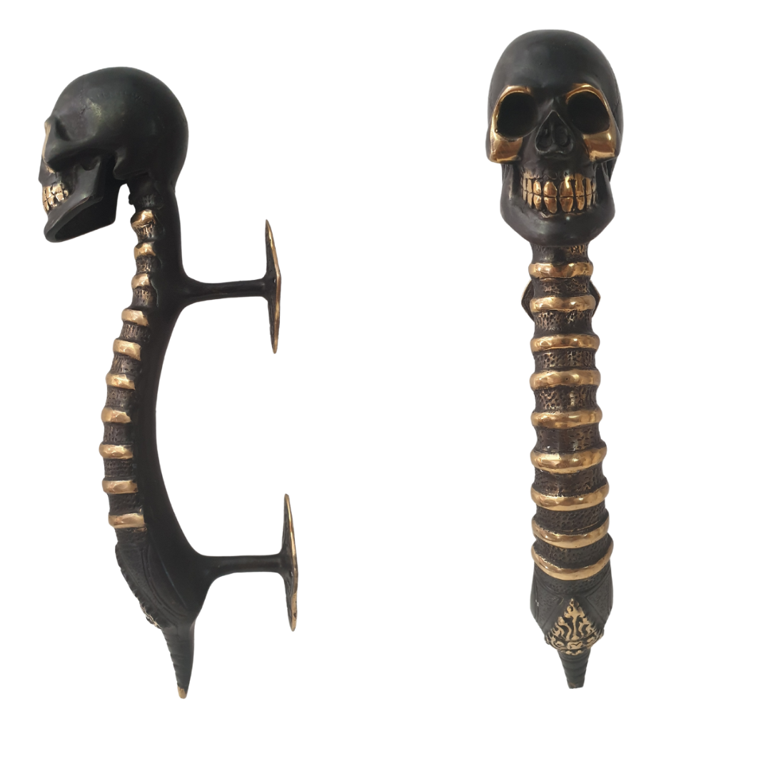 Brass Door Handle Skeleton Design: Vintage Style Accessory - Azure Decor
