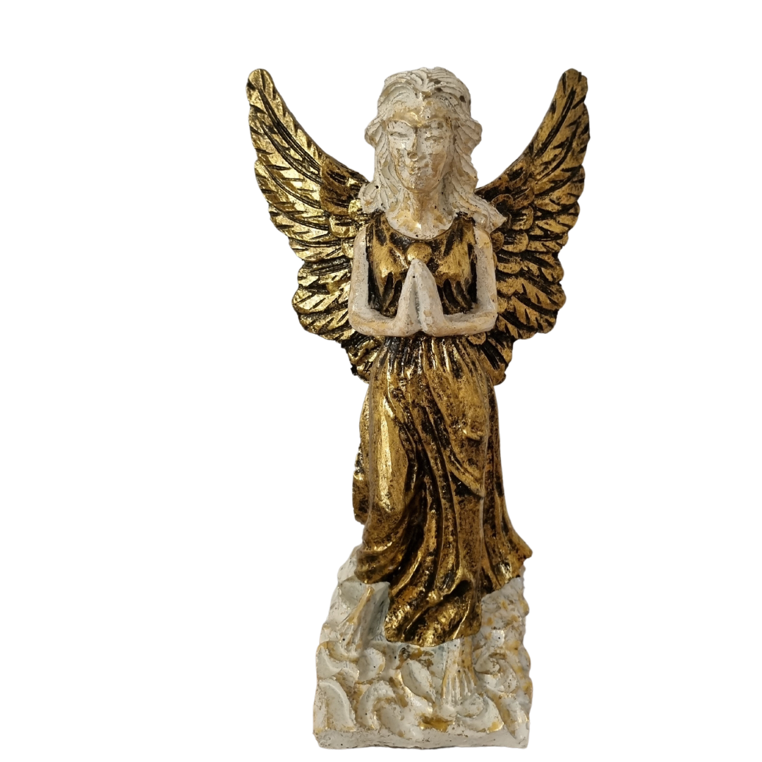 Gold Wash Finish Angel Figurines - Azure Decor