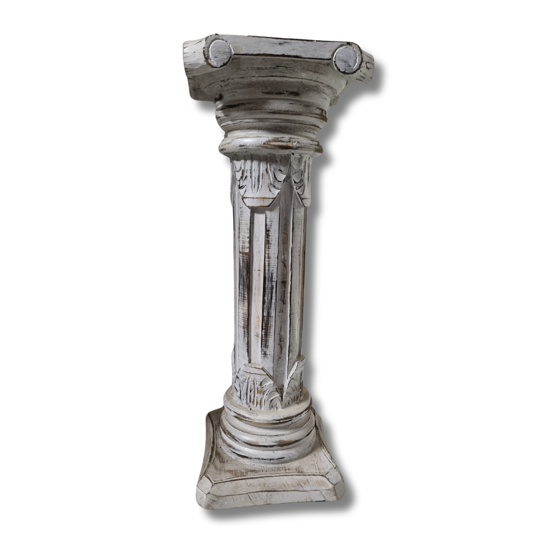Wooden Hand Carved Pillar - Azure Decor