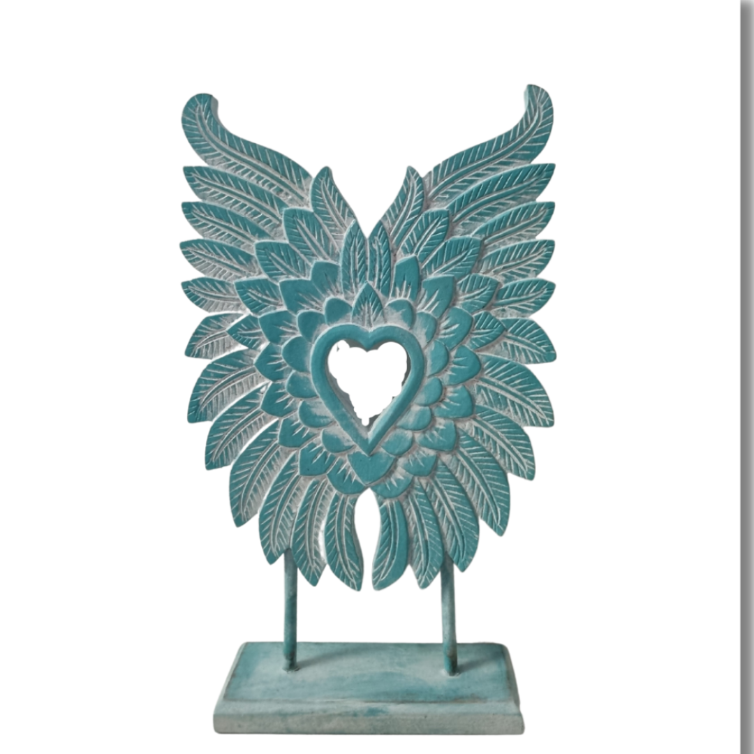 Decorative Angel Wings On A Stand for Home Elegance - Azure Decor