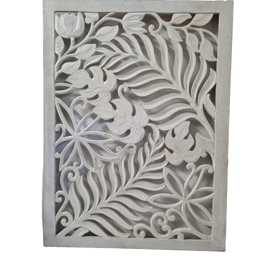 Fern Carving Whitewash Design - Azure Decor