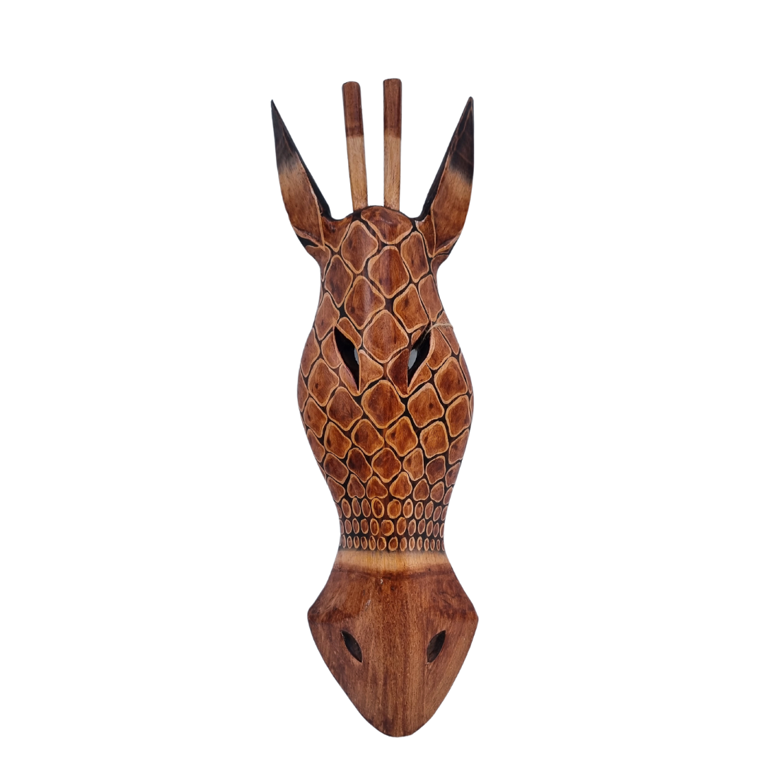 African Style Animal Mask: Unique Giraffe Wall Art - Azure Decor