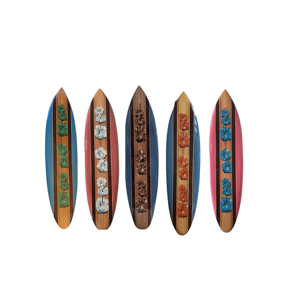 Hibiscus Flower Surf Board Art for Coastal Décor - Azure Decor
