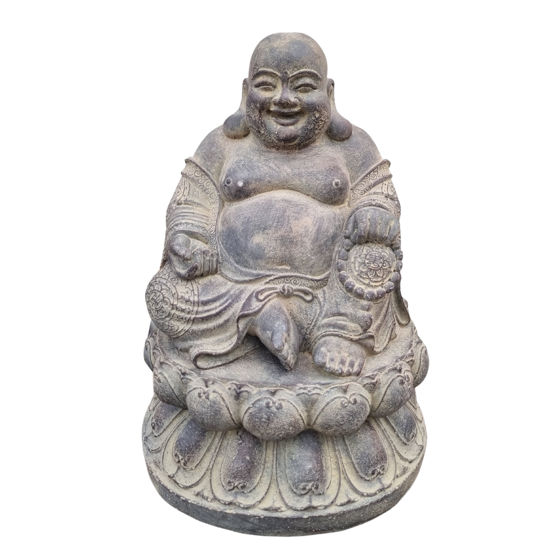 Happy Buddha Statue Rustic Style - Azure Decor