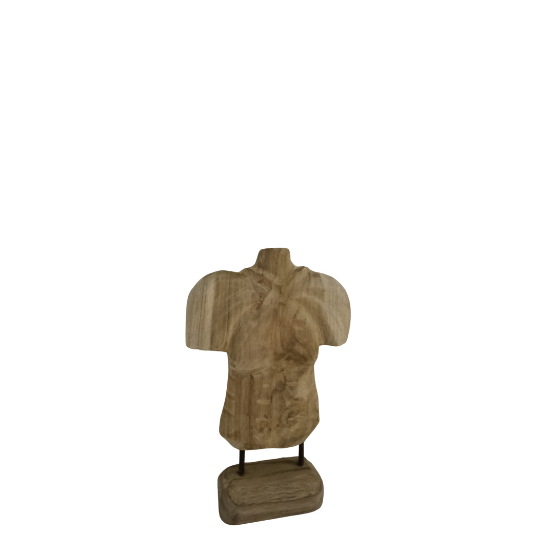Statue Male Torso Wooden Carving for Unique Décor - Azure Decor