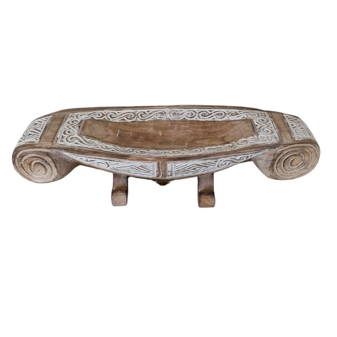 Tribal Whitewash Longboat Tray - Azure Decor